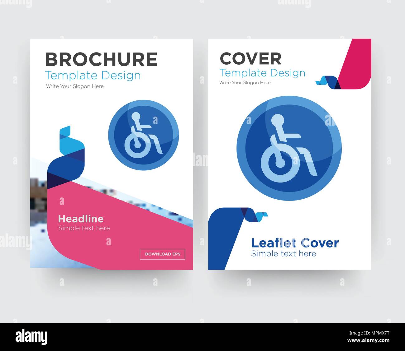 disabled brochure flyer design template with abstract photo background ...