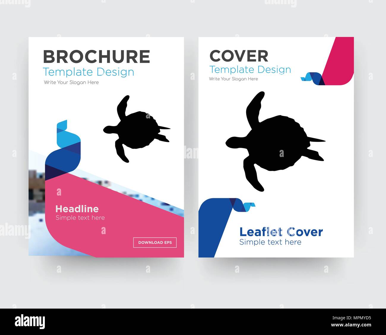 sea turtle brochure flyer design template with abstract photo ...
