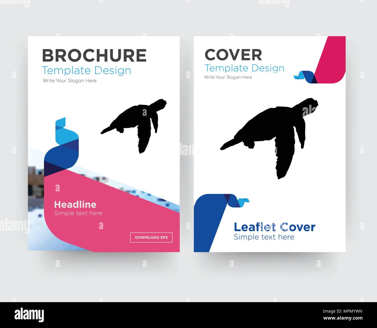 sea turtle brochure flyer design template with abstract photo ...