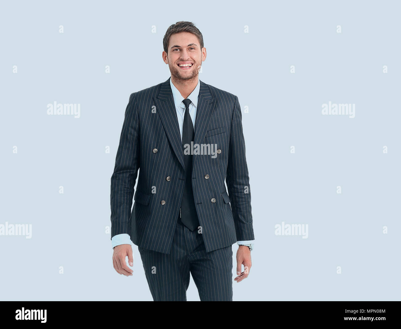 full growth.portrait of smiling modern businessman Stock Photo - Alamy