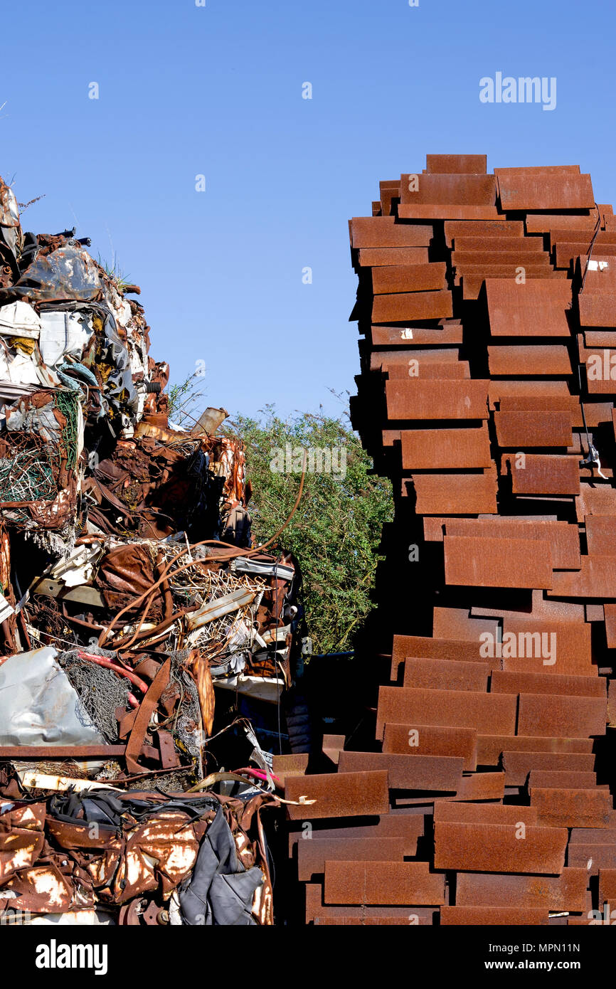 Heap of scrap metal stored for recycling Stock Photo - Alamy