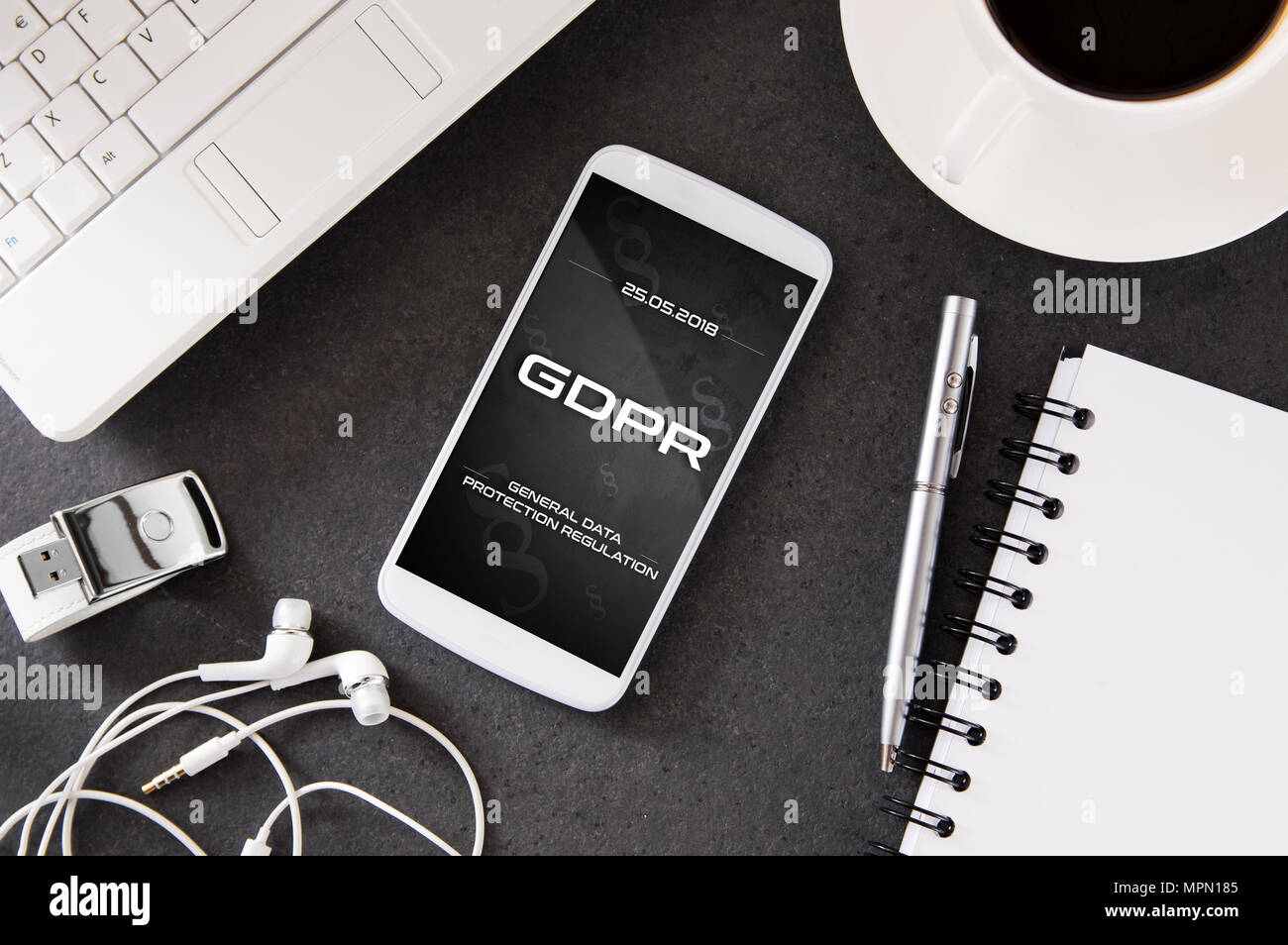 Smartphone display with GDPR sign. Conception of General Data ...
