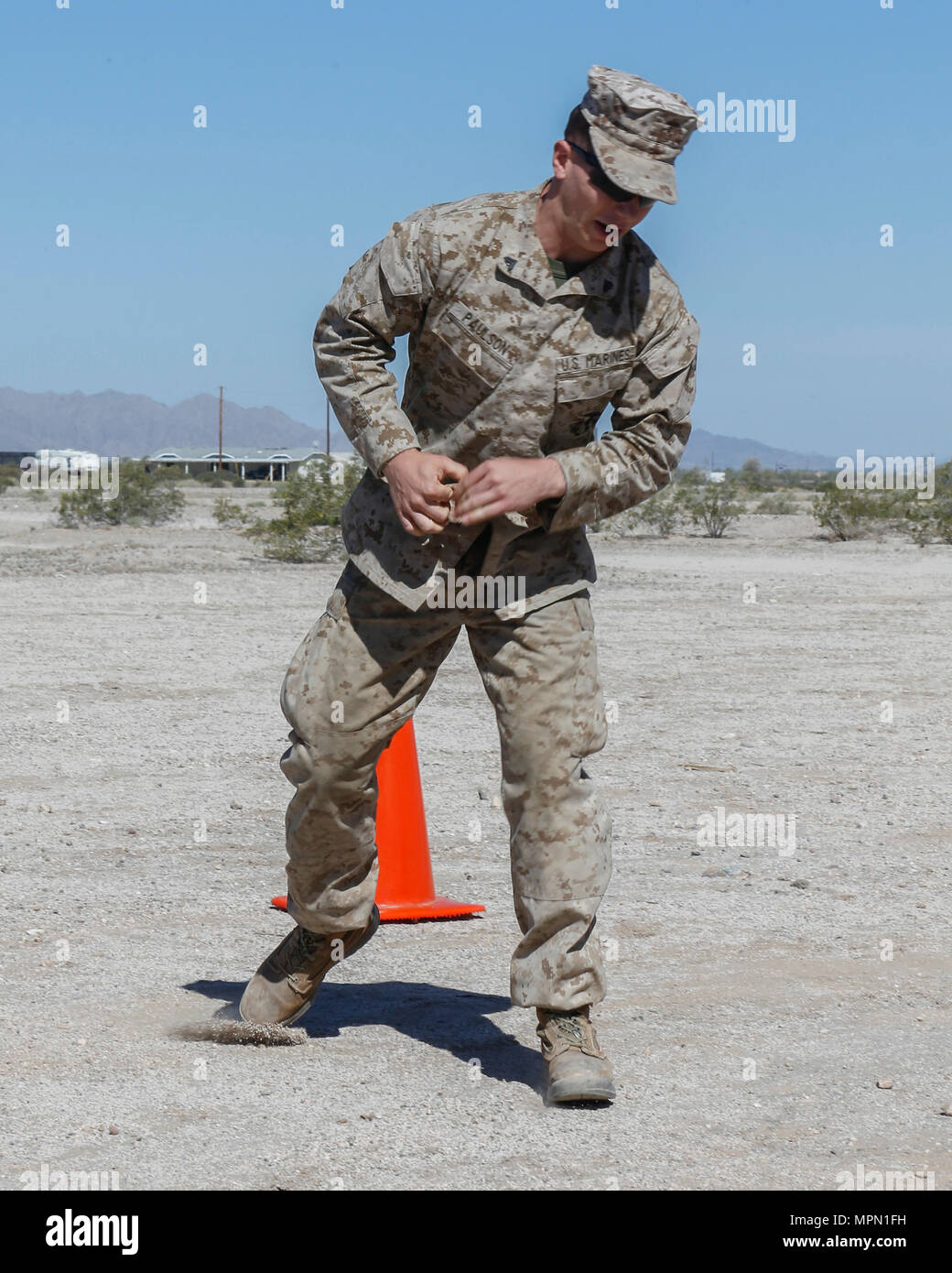 U.S. Marine Corps Cpl. David Paulson, a low altitude air defense gunner ...