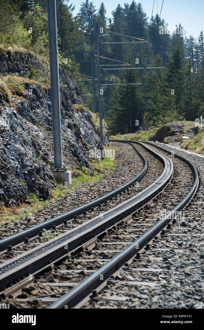 Train tracks (railway) on mount rigi to take guests from various ...