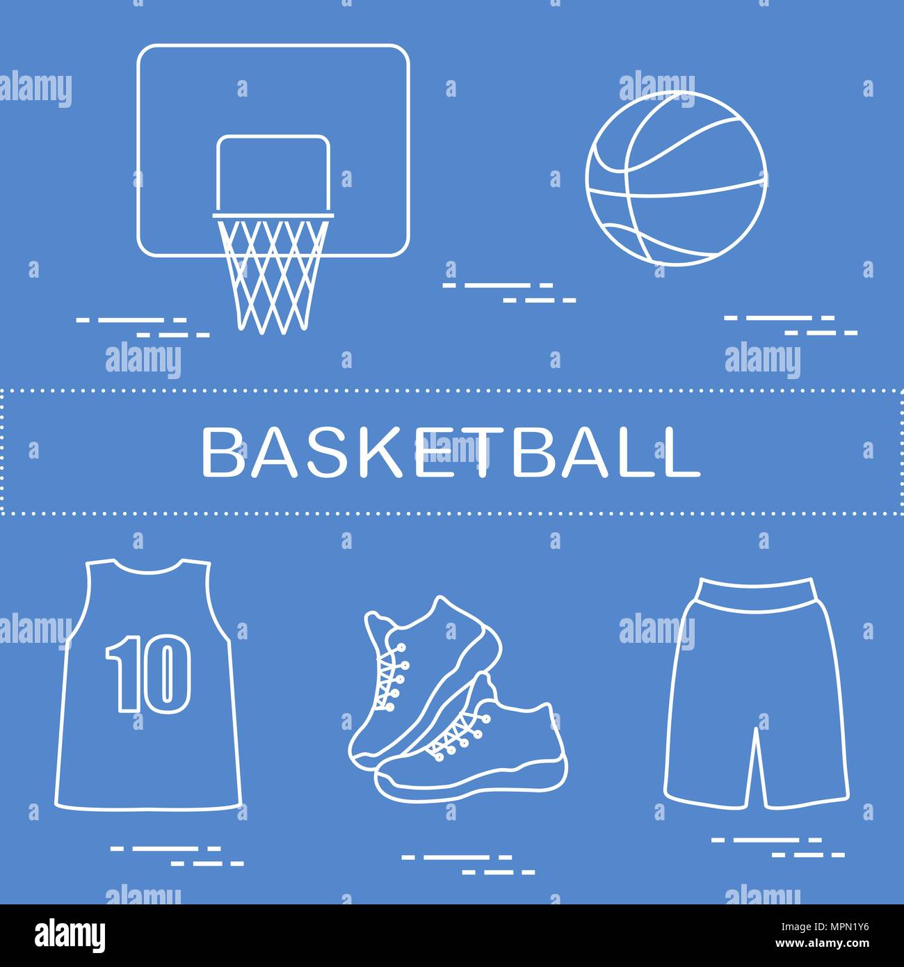Sports uniform and equipment for basketball. Basketball basket, shirt ...