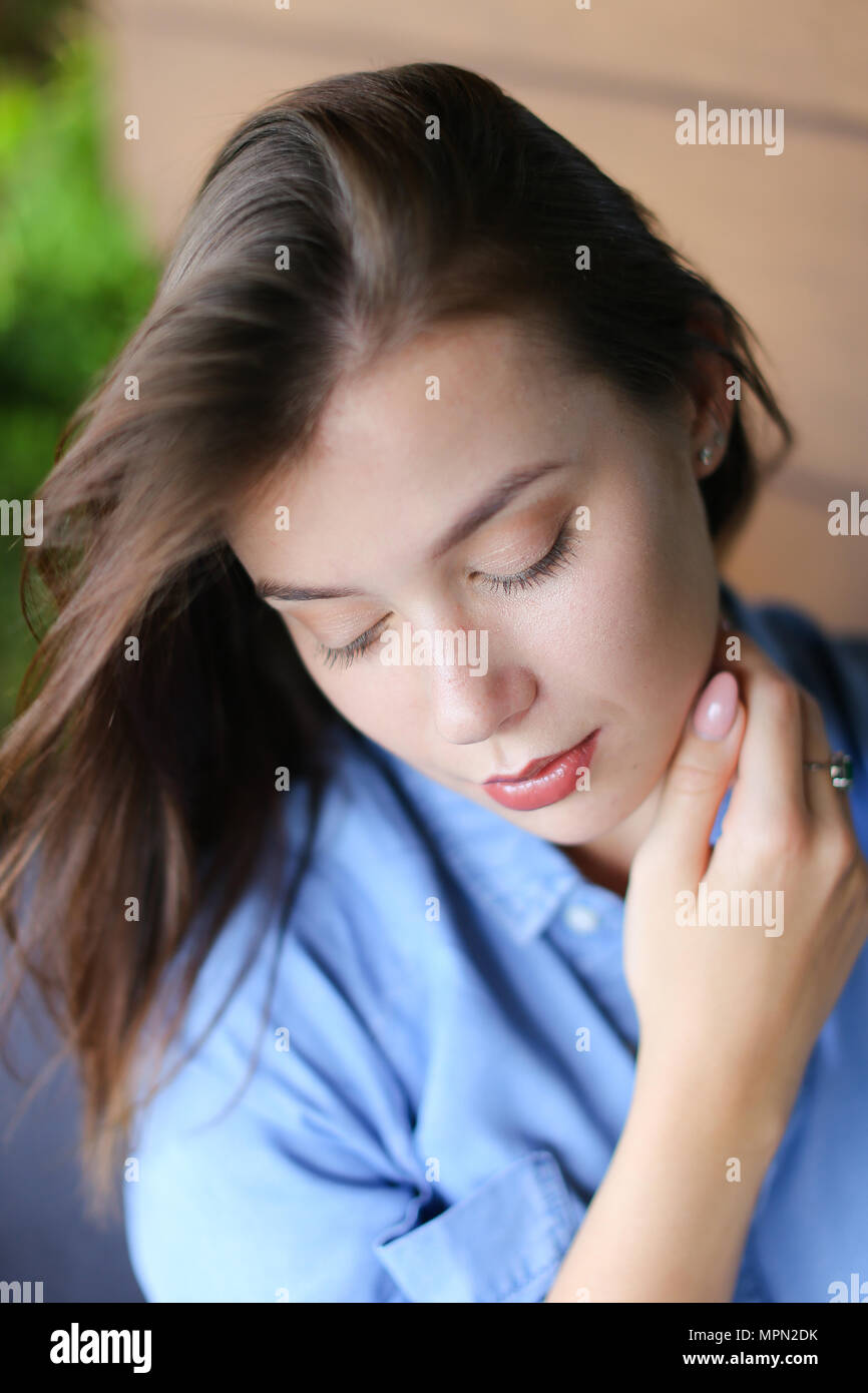 Close up face of beautiful female person with everyday makeup Stock ...