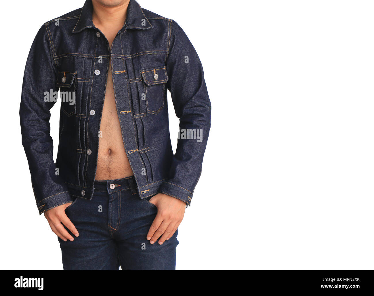Close up jeans denim jacket isolated on white background Stock Photo ...