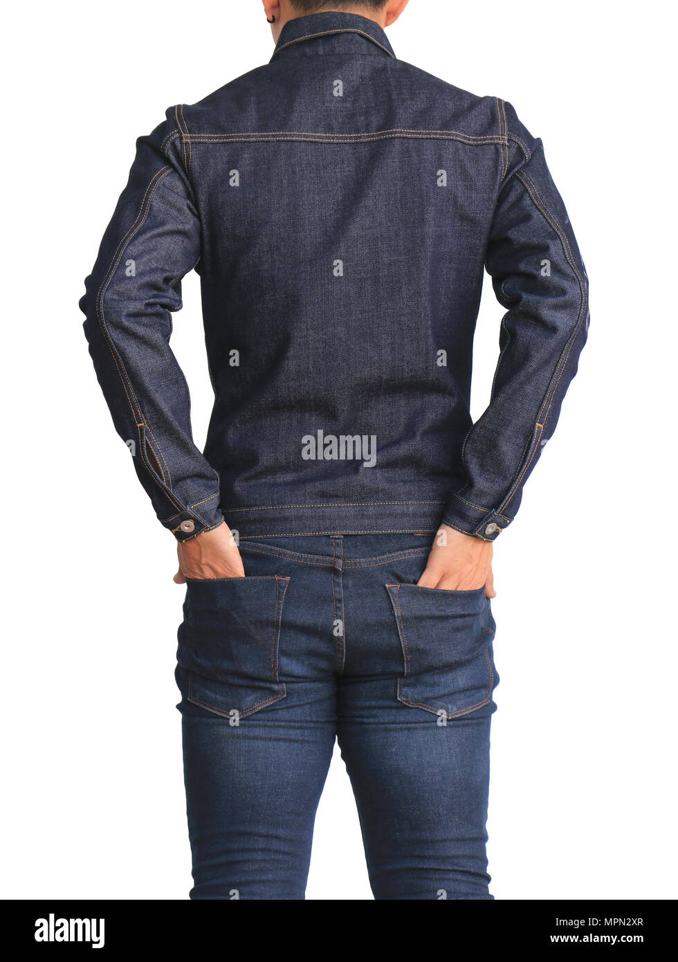 Close up jeans denim jacket isolated on white background Stock Photo ...