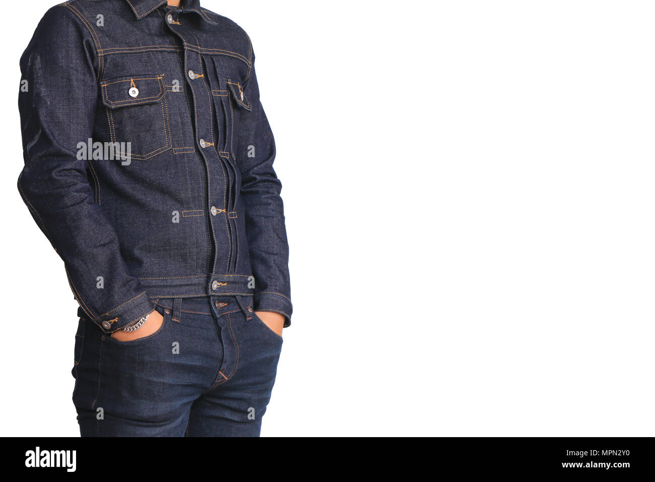 Close up jeans denim jacket isolated on white background Stock Photo ...