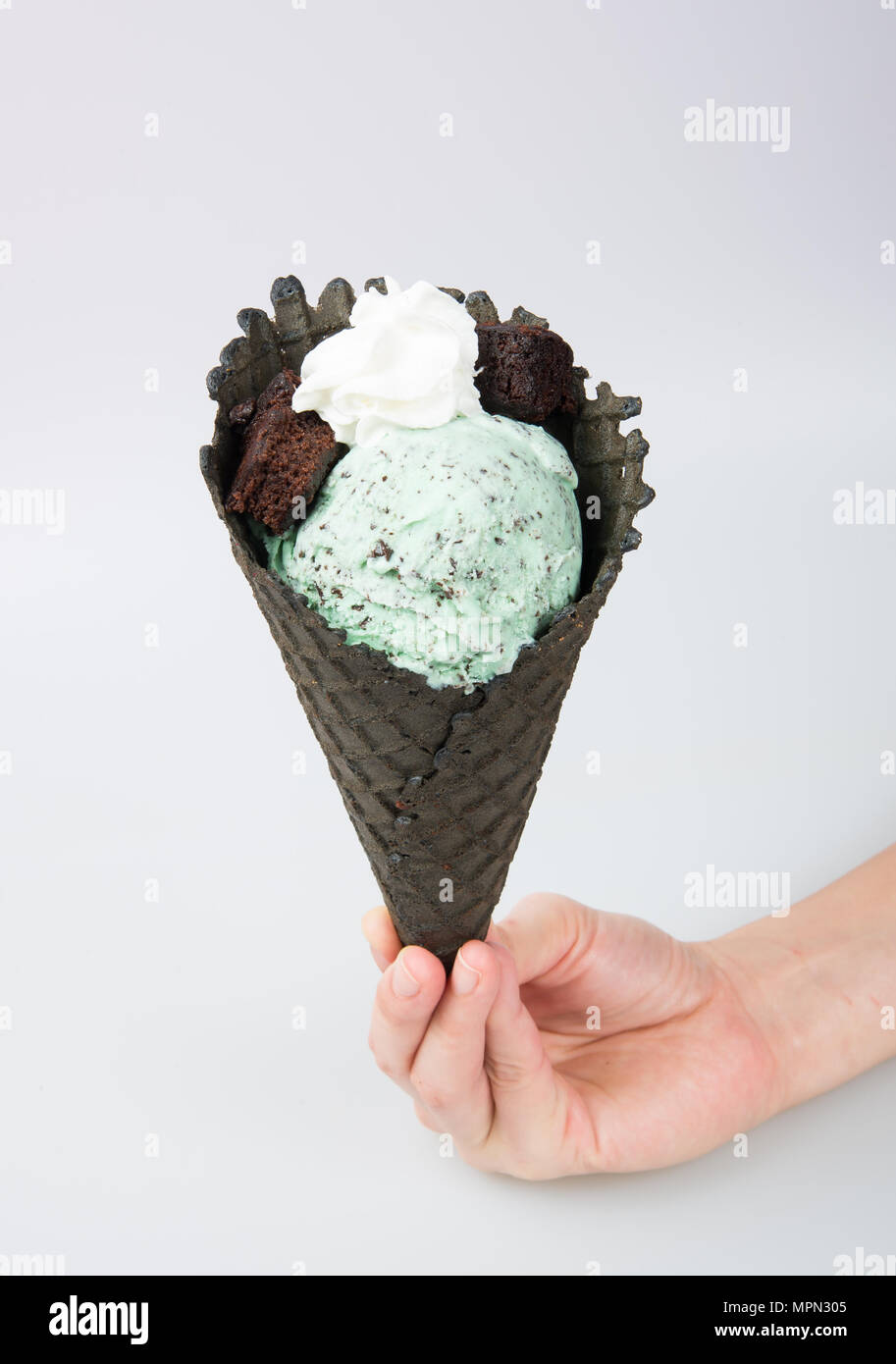 ice cream or ice cream with toppings on background Stock Photo - Alamy