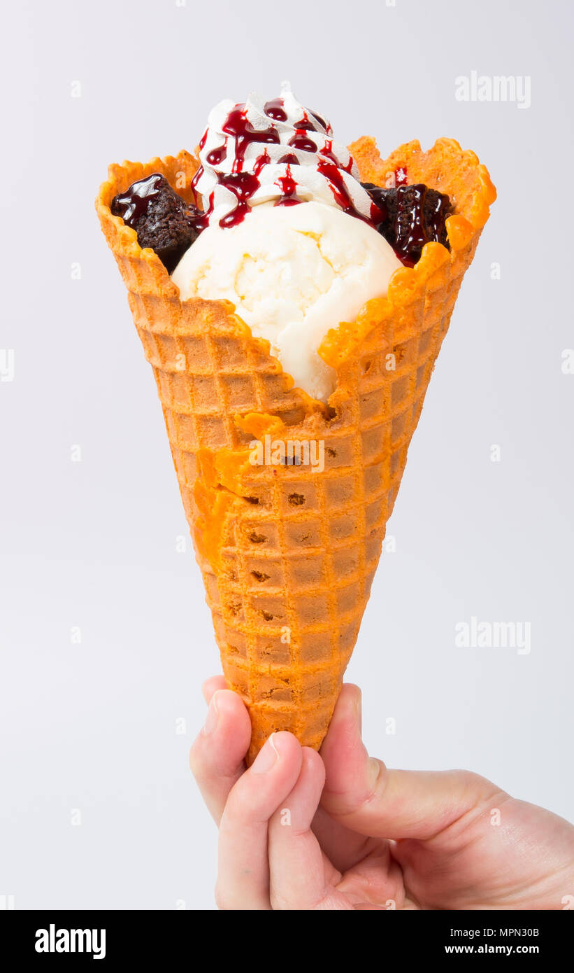 ice cream or ice cream with toppings on background Stock Photo - Alamy