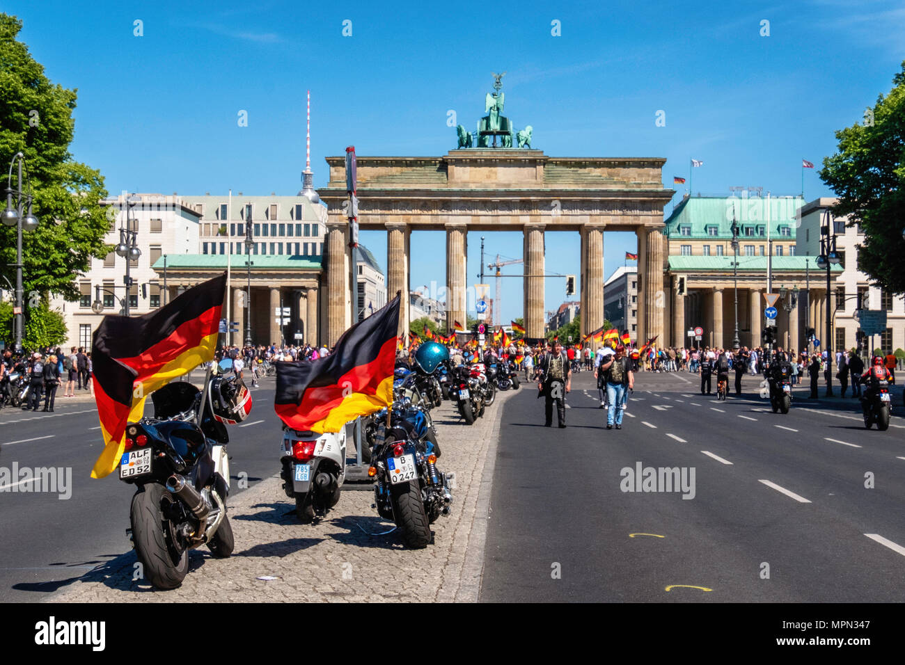 Berlin Mitte, Hundreds of Bikers protest at the Brandenburg Gate for ...