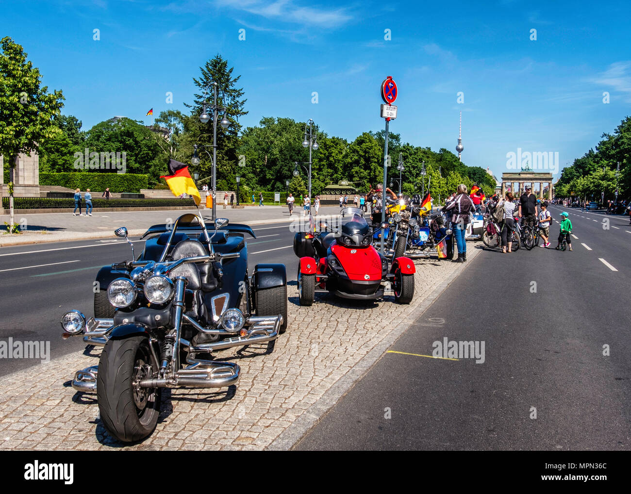 Berlin Mitte, Hundreds of Bikers protest at the Brandenburg Gate for ...