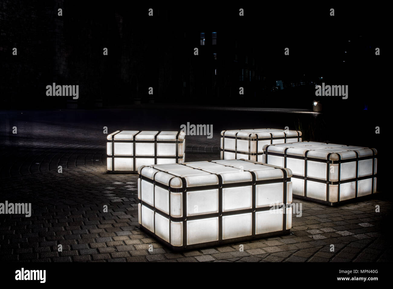 Light boxes used as seating at the Southampton Festival of Lights 2018 ...