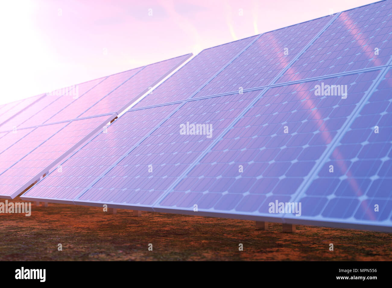 3D rendering solar power generation technology. Alternative energy ...