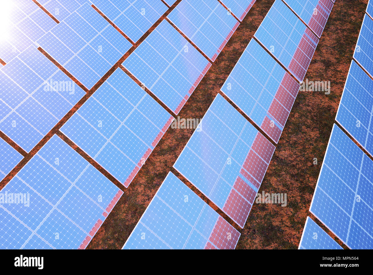 3D rendering solar power generation technology. Alternative energy ...