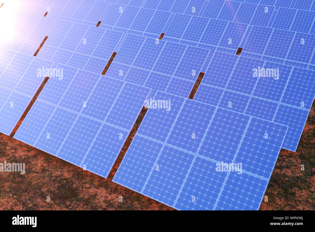 3D rendering solar power generation technology. Alternative energy ...