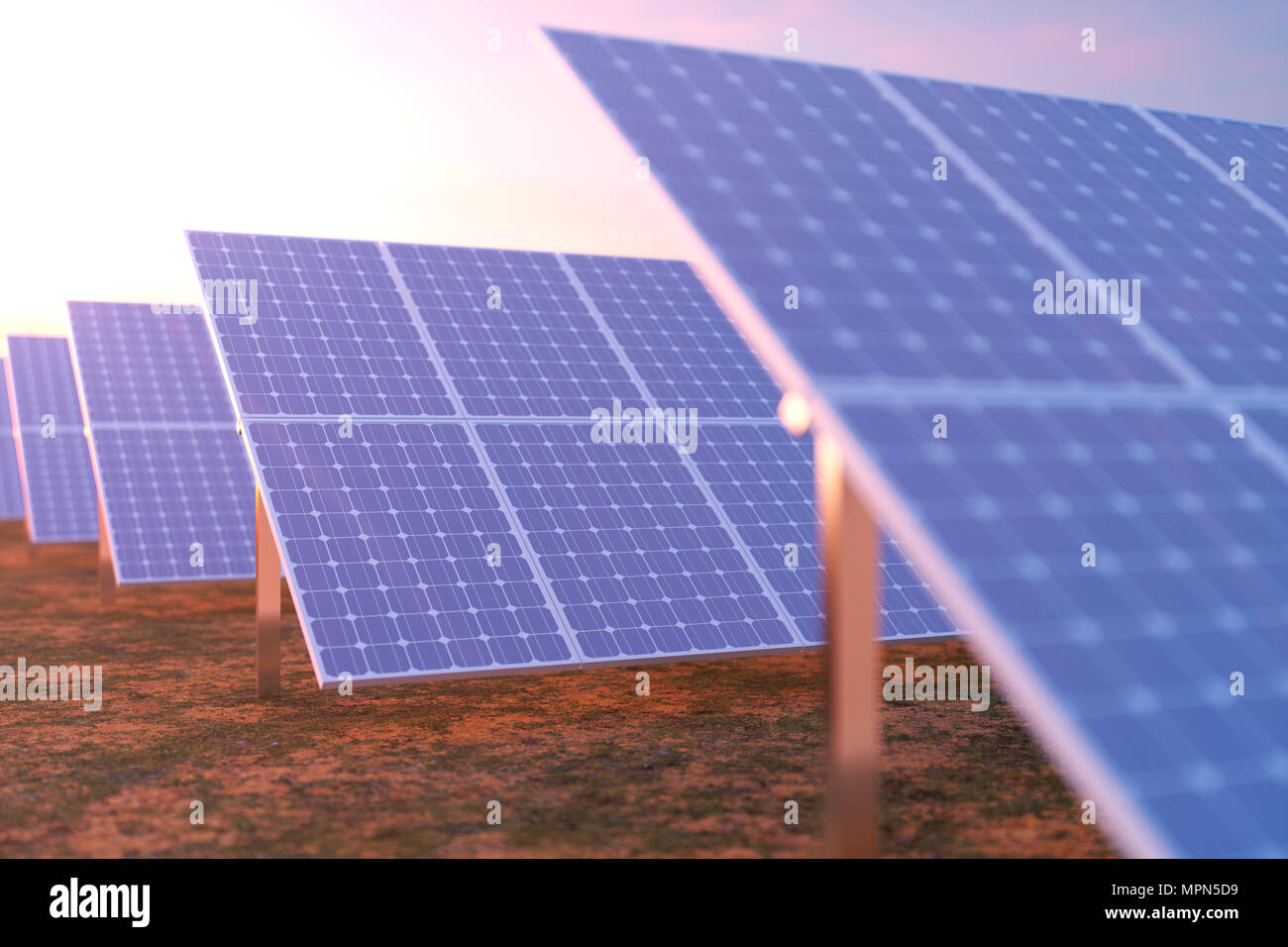 3D rendering solar power generation technology. Alternative energy ...