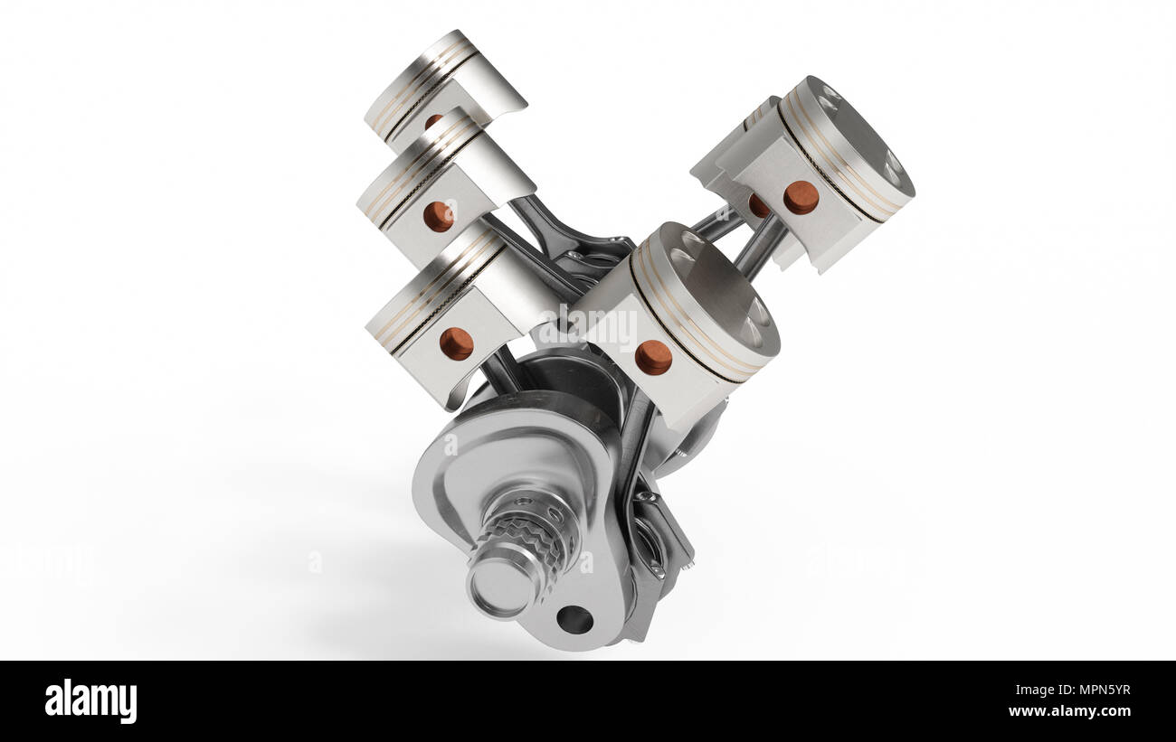 3d rendering of an internal combustion engine. Engine parts, crankshaft ...