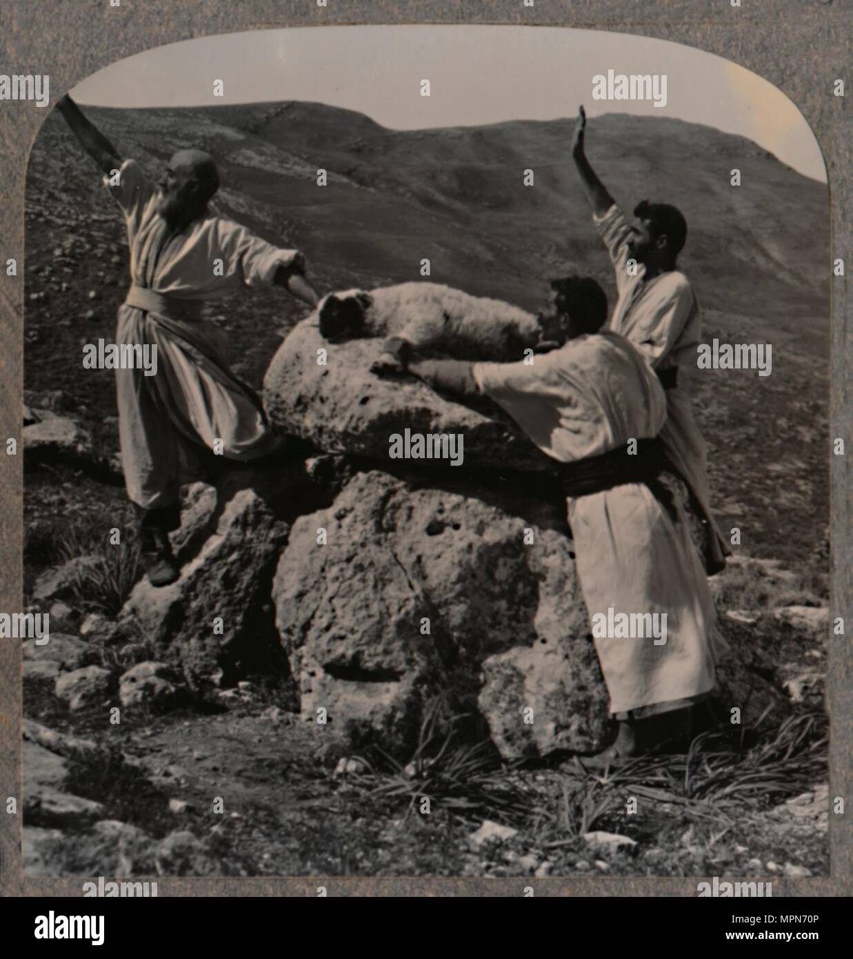 'Offering sacrifice of lamb on Altar, Moreh', c1900. Artist: Unknown ...