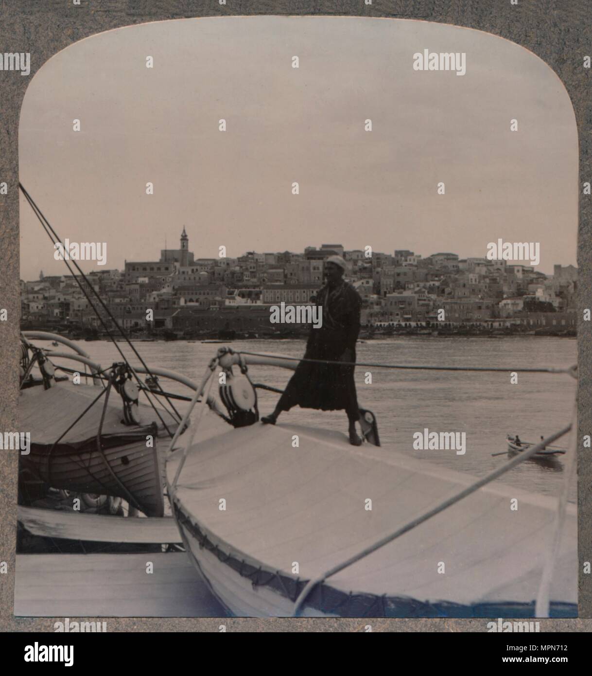 'Jaffa (the ancient Joppa) from the Sea', c1900. Artist: Unknown Stock ...