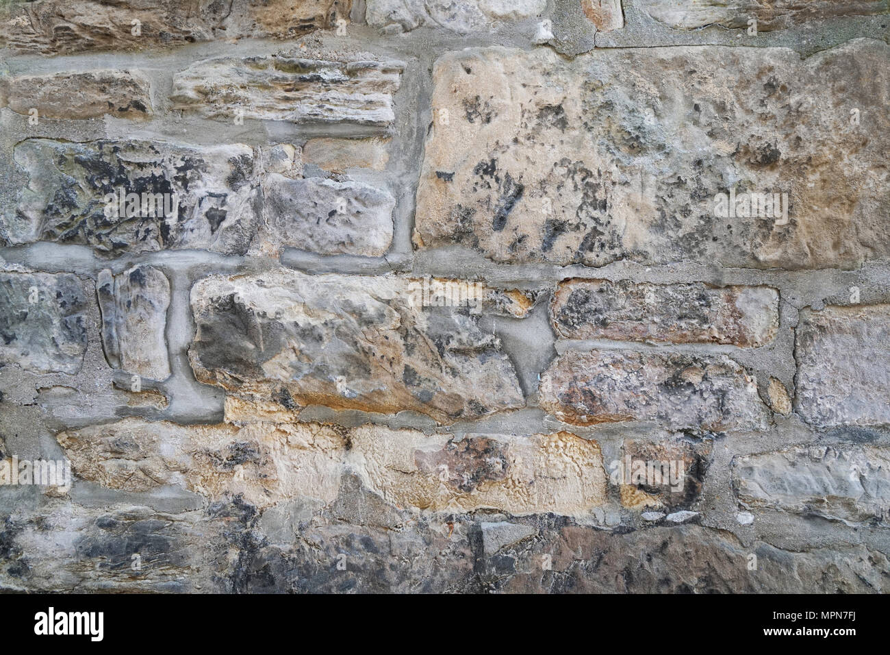 old weathered natural stone wall masonry background texture Stock Photo ...