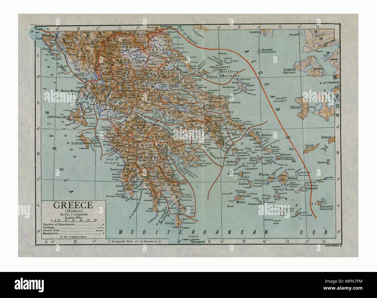 Map of greece 20th century hi-res stock photography and images - Alamy