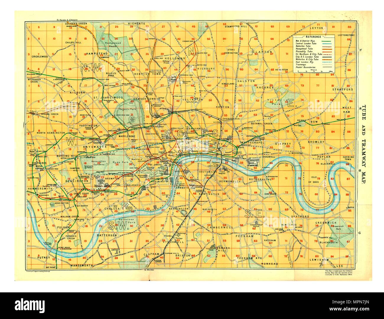 Map of Tube and Tramway, c1922. Artist: HM Stationery Office Stock ...
