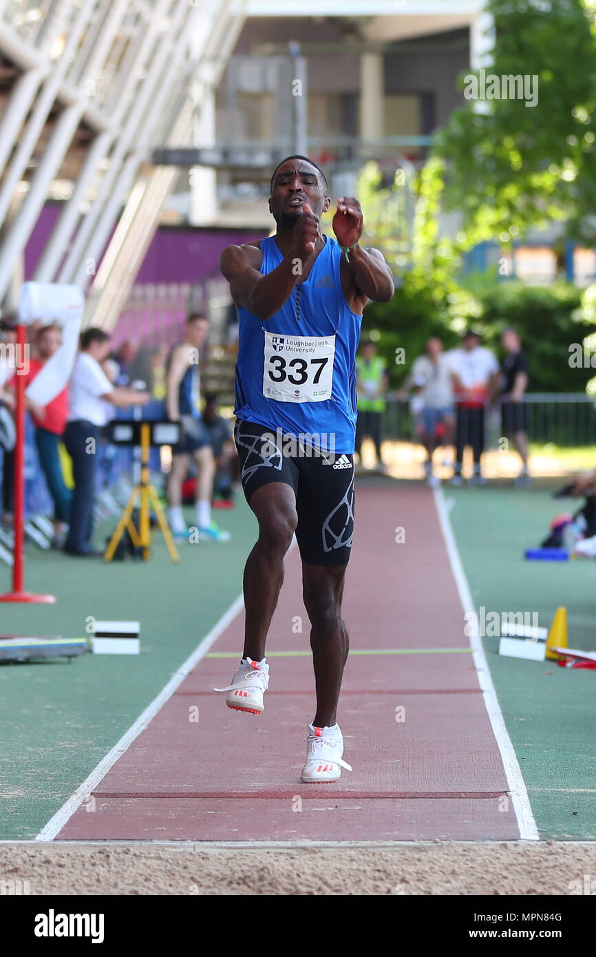 Loughborough, England, 20th, May, 2018. Jonathan Ilori competing in the ...