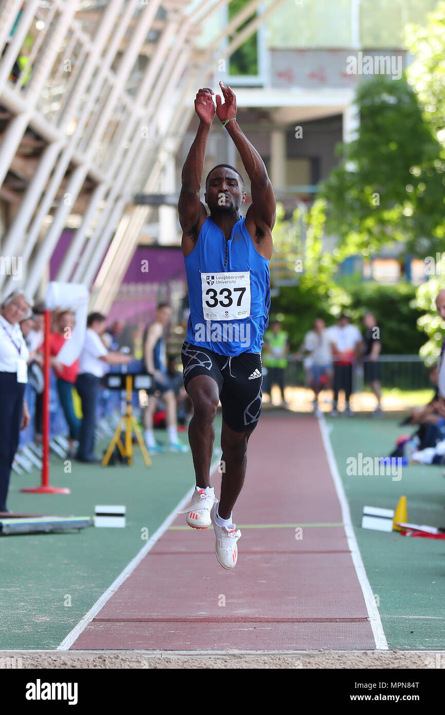 Loughborough, England, 20th, May, 2018. Jonathan Ilori competing in the ...