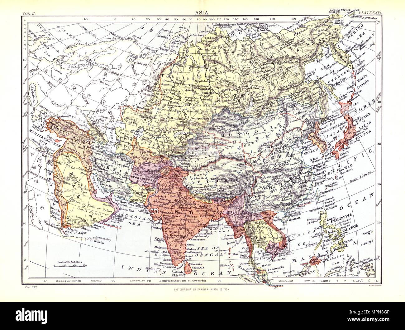 Asia map 1900s hi-res stock photography and images - Alamy