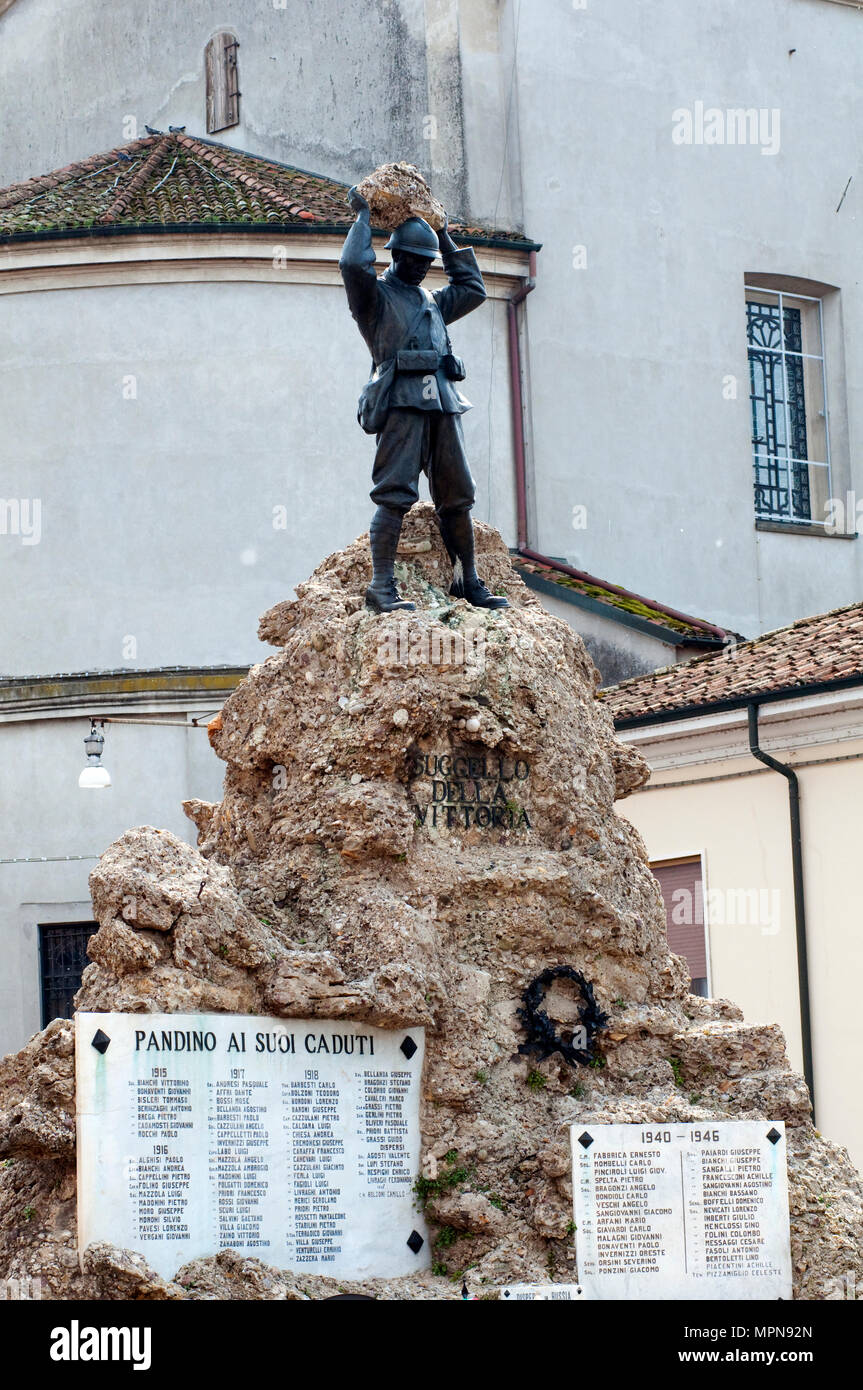 Italy, Lombardy, Pandino, Memorial War Monument by Pietro Kufferle ...