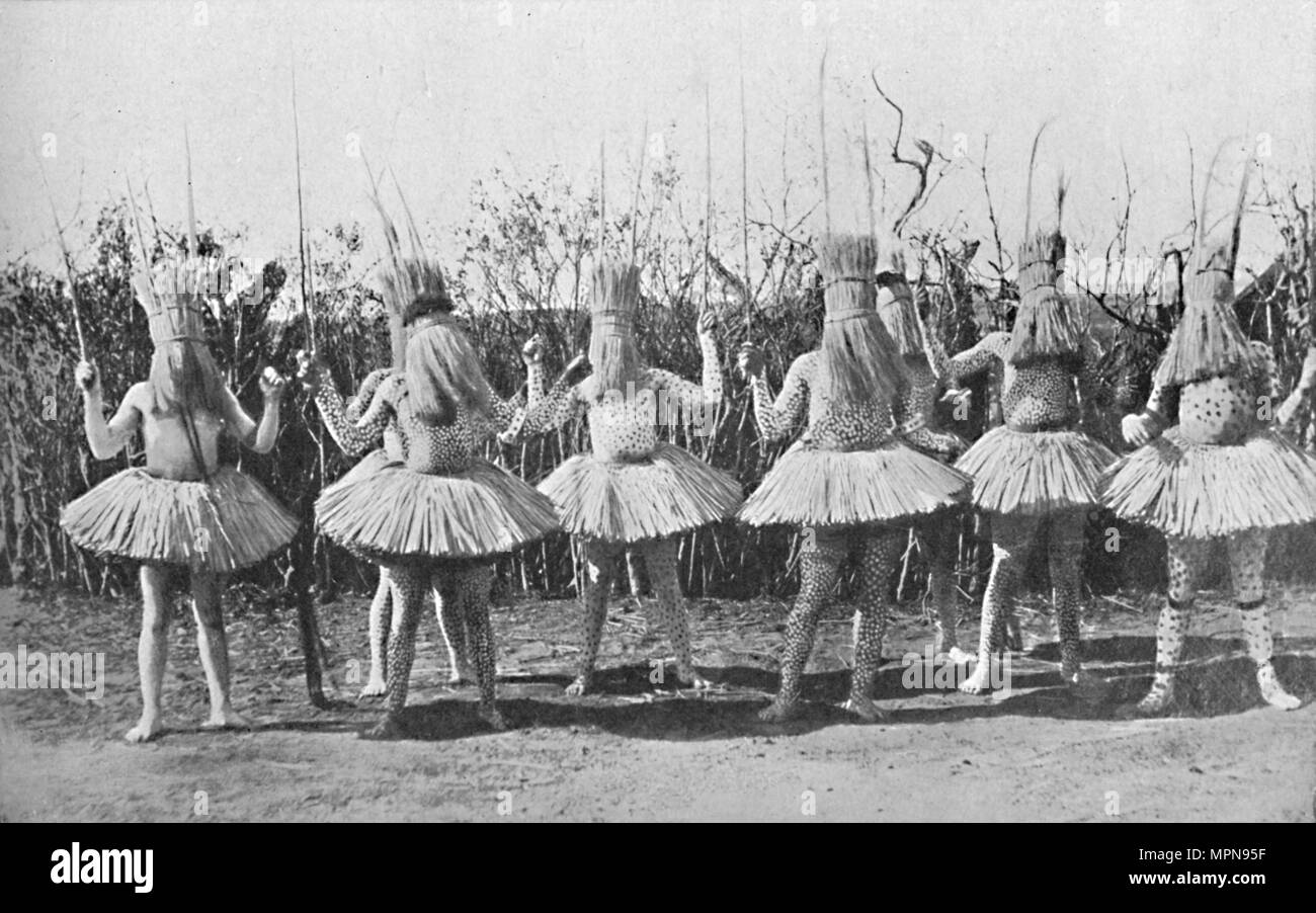 A group of boys of the Bomvana tribe dressed for a dance, 1912. Artist ...