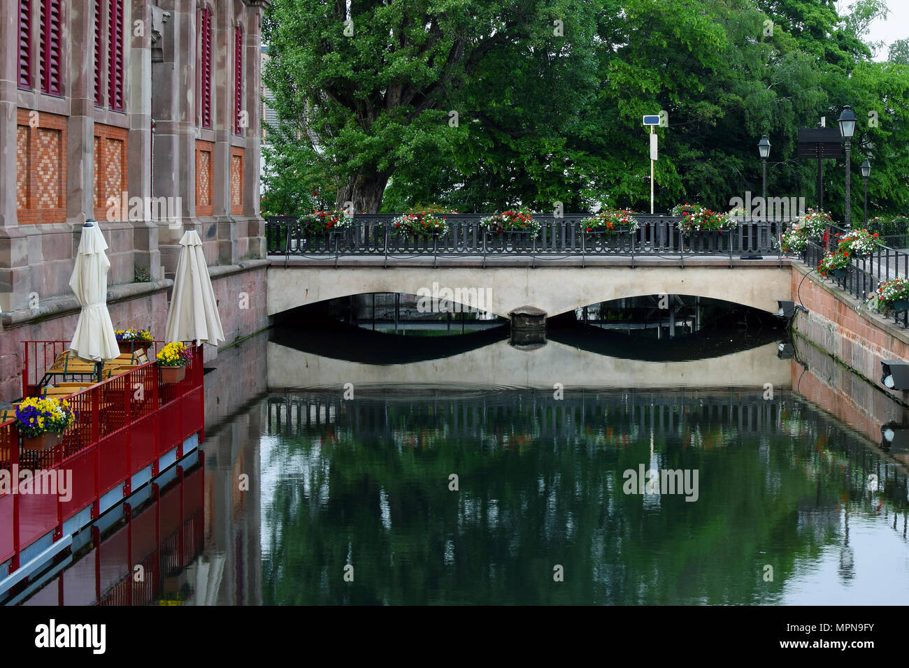 COLMAR, FRANCE - May 17, 2018: Canal and bridge in the quatrer Petite ...