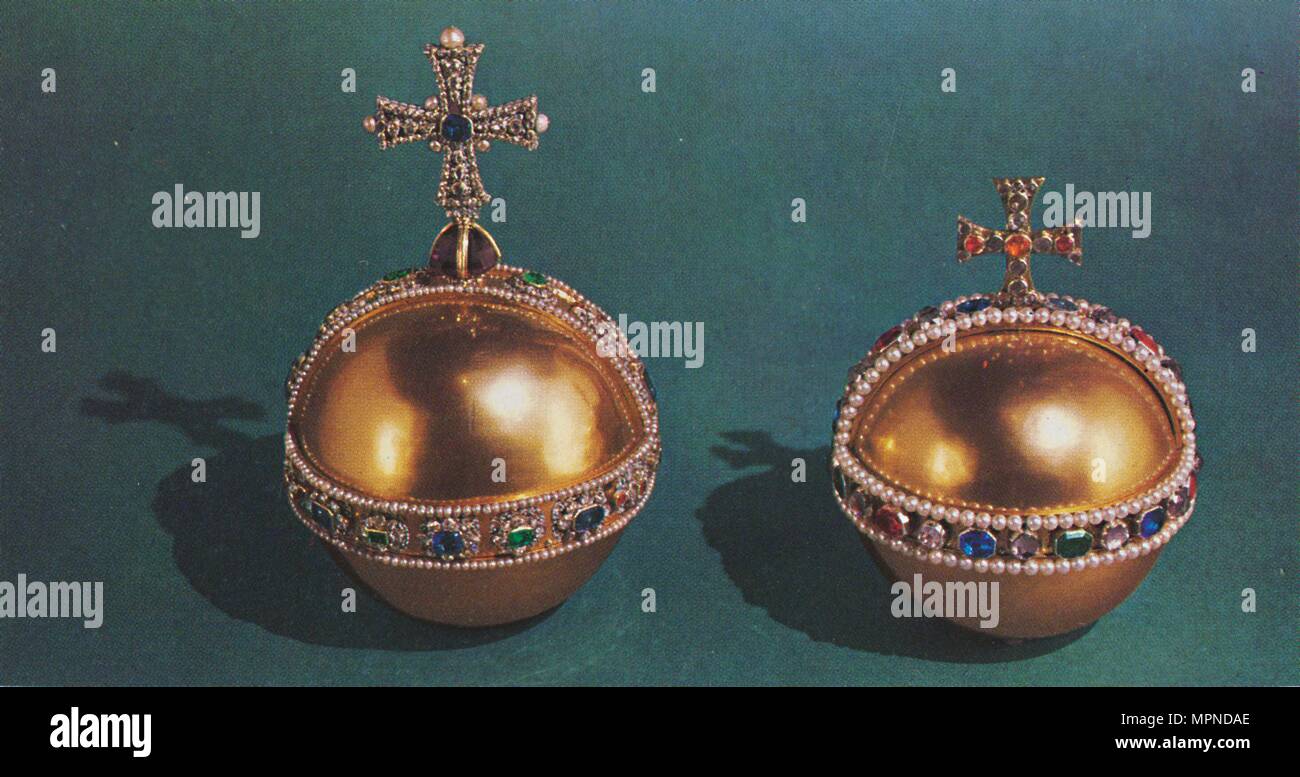 'The Sovereign's Orb and Queen Mary II's Orb', 1953. Artist: Unknown ...