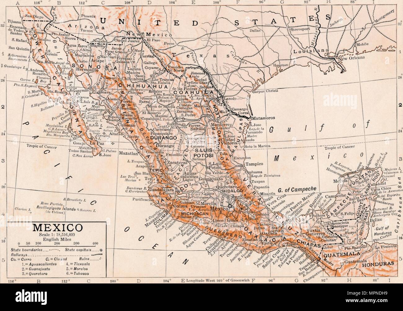 Mexico map hi-res stock photography and images - Alamy