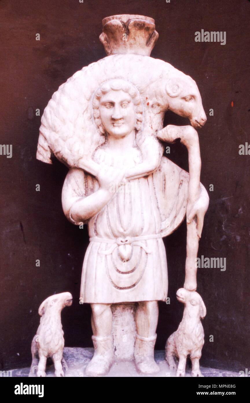 Christ the Good Shepherd, Early Coptic Art, c3rd century. Artist ...