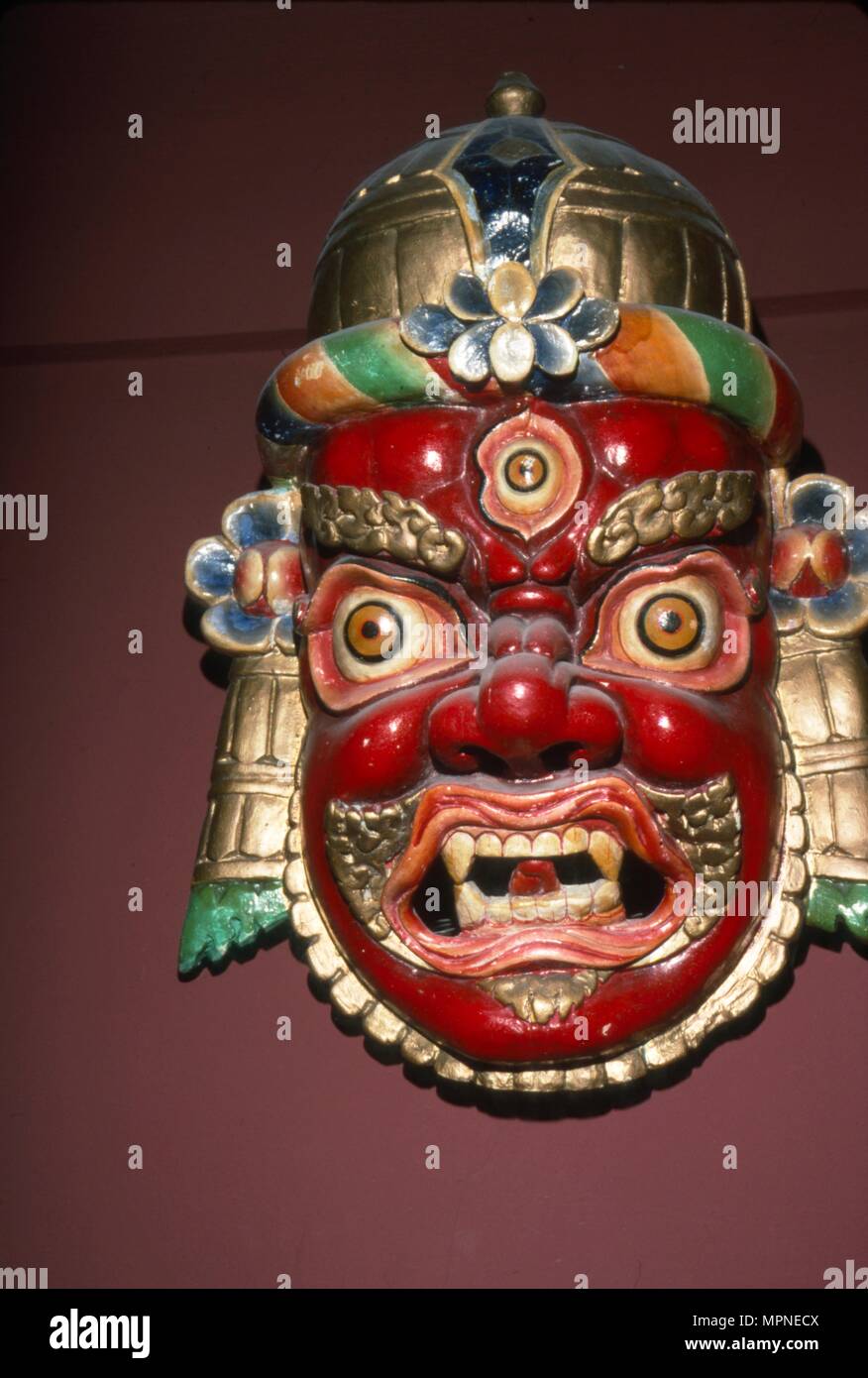 Mask of the War and Mountain God, Kangchendzonga, Sikkim, Himalaya ...