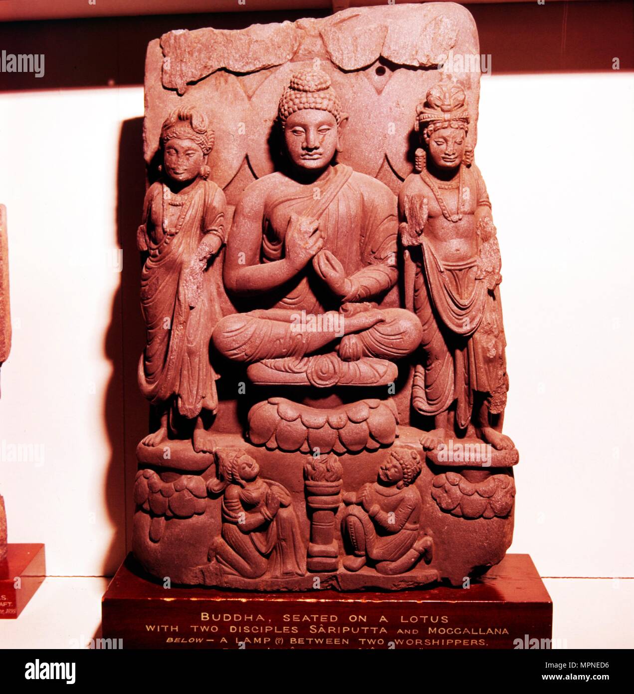 Buddha meditating with disciples, Sariputta and Moggallana, c2nd-3rd ...