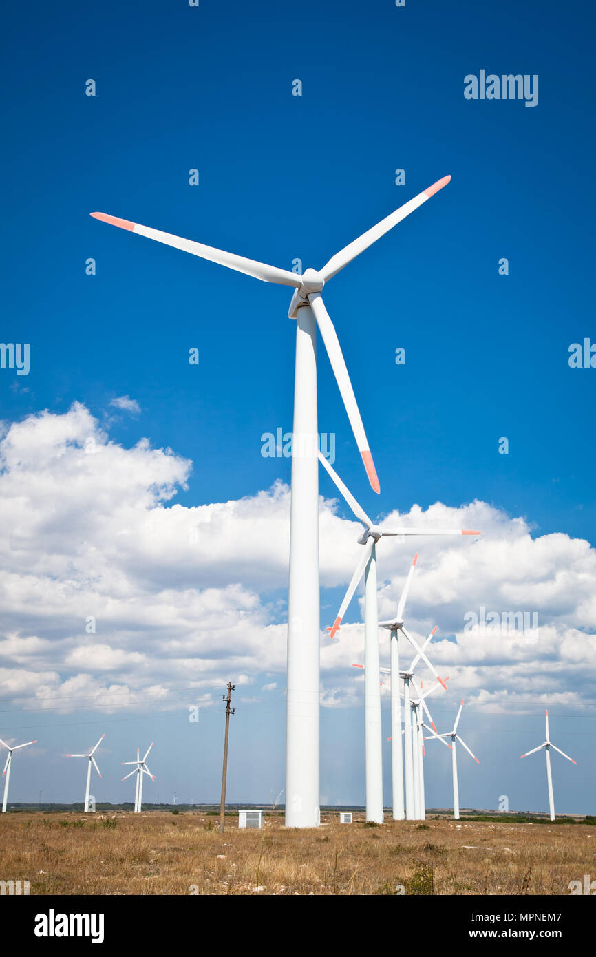 Wind turbines farm, alternative energy, Romania Stock Photo - Alamy