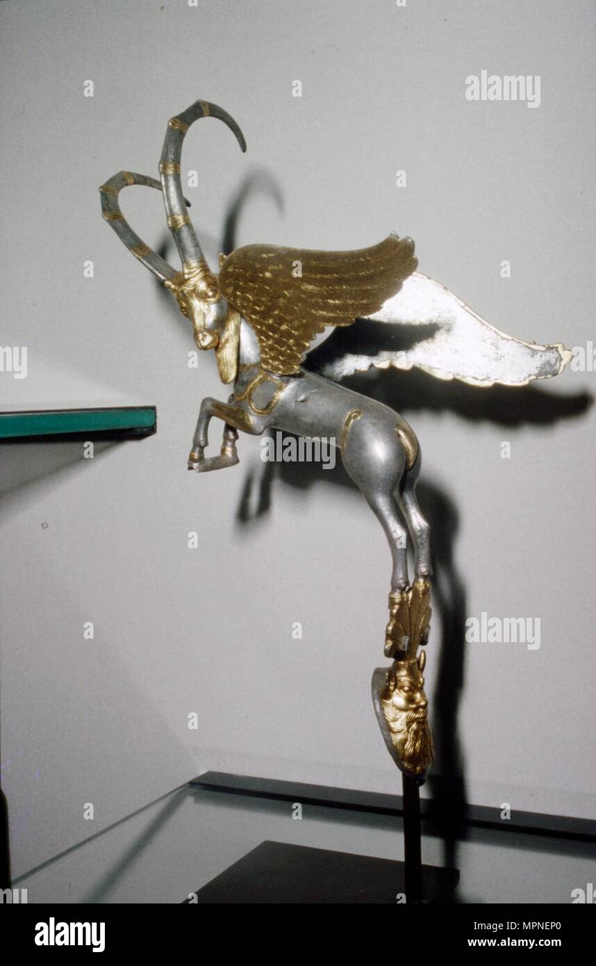 Mesopotamian Silver and Gold winged goat, Achaemenid, 4th century BC ...