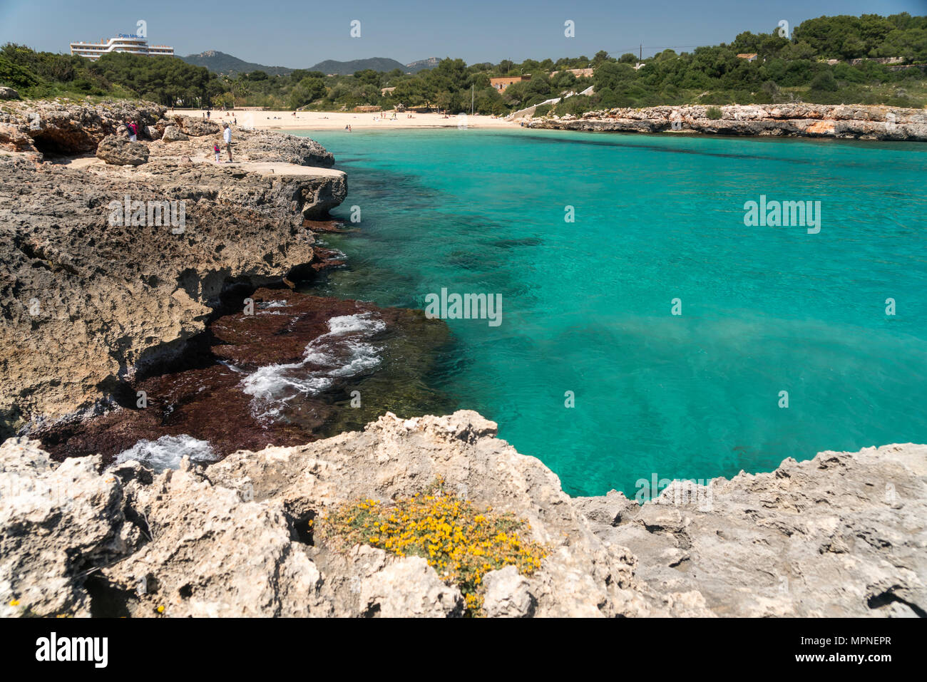 Badebucht Cala Marcal in Portocolom, Mallorca, Balearen, Spanien ...