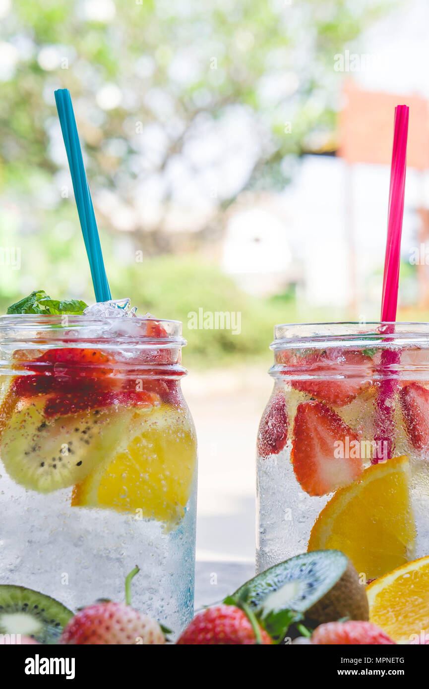 sweet drinks soda of fruit , berry fruit sweet water Stock Photo - Alamy