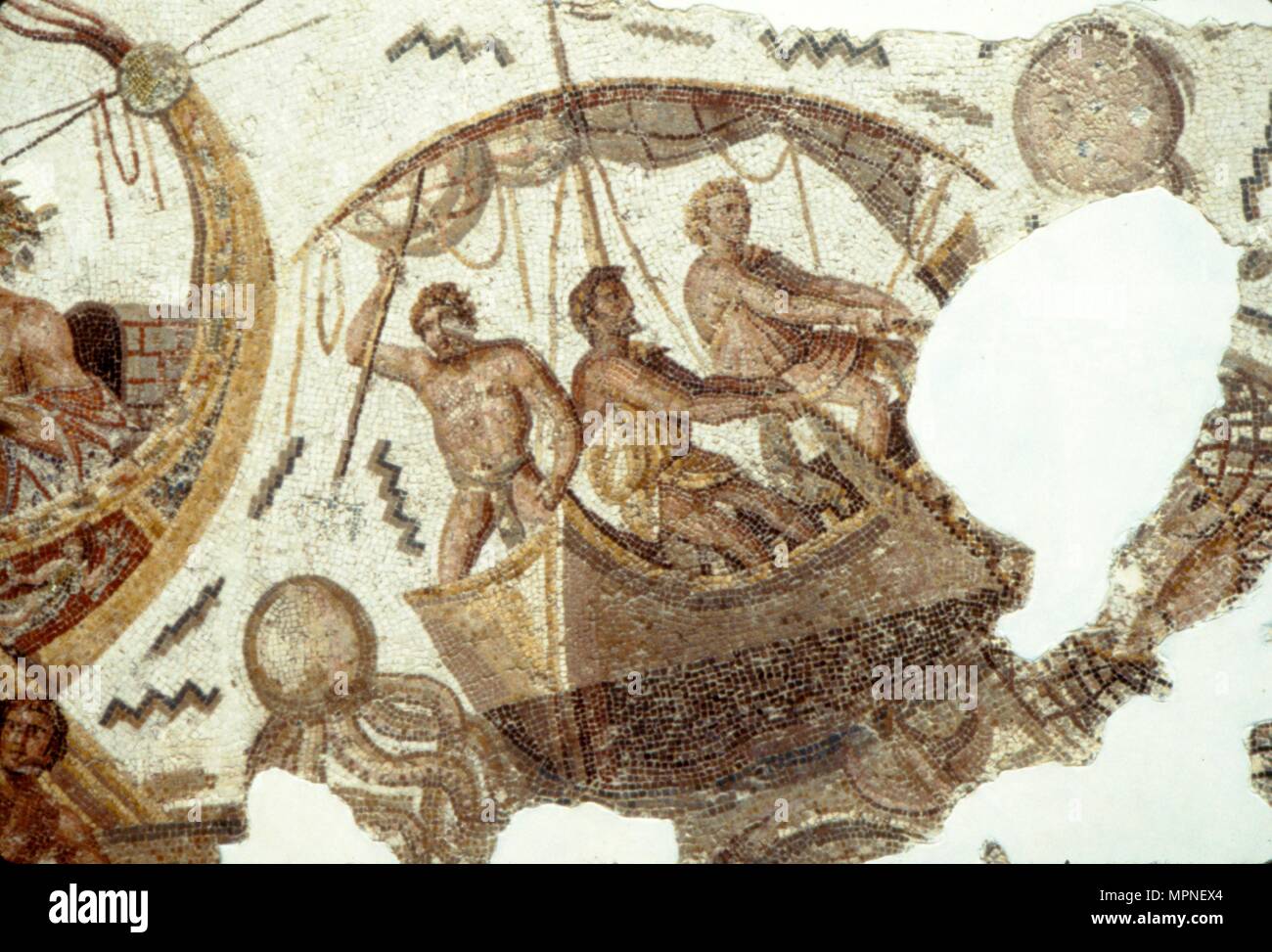 Roman Mosaic of Fishing Boat, c2nd-3rd century. Artist: Unknown Stock ...