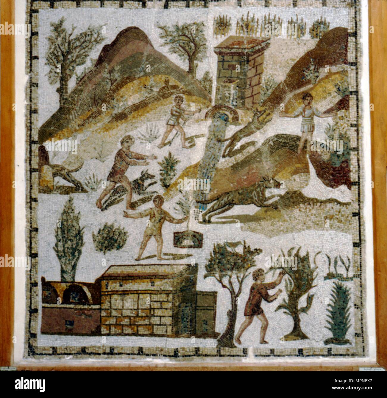 Rural Scenes on Roman Floor-Mosaic from Tabarka, Tunisia, 4th century ...