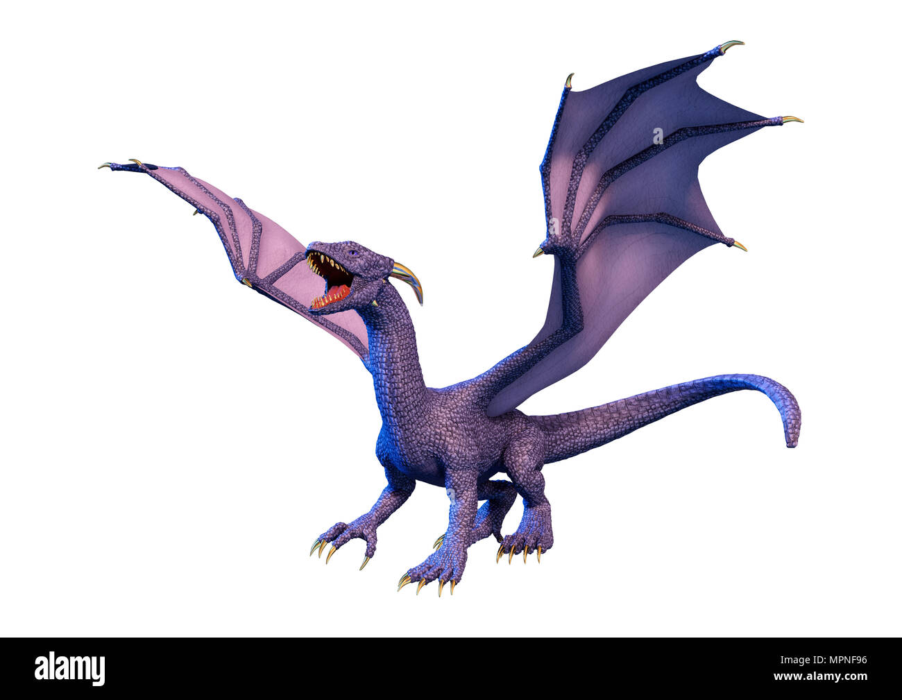 3D rendering of a blue fairy tale dragon isolated on white background ...