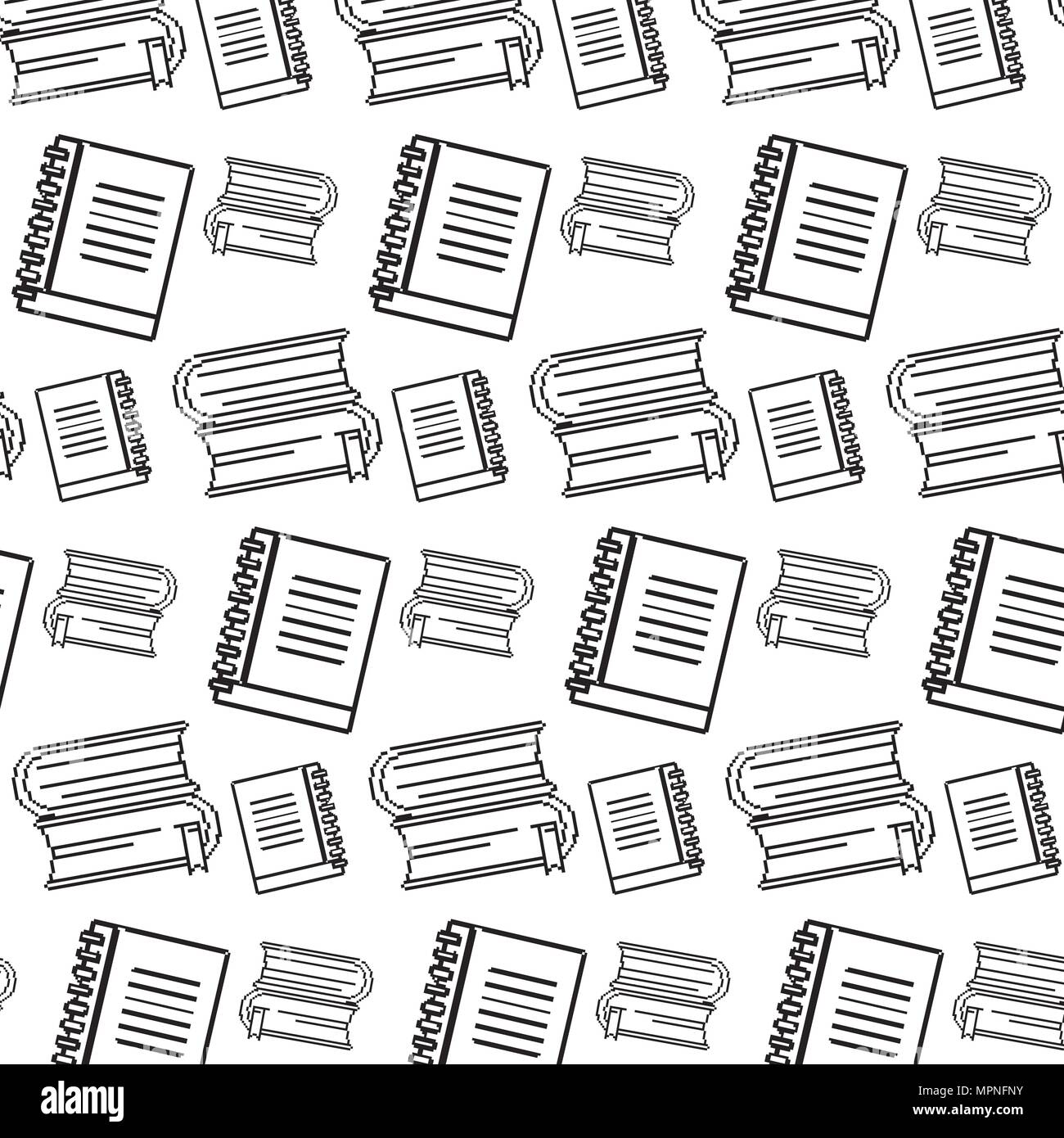 line notebook and book education tool background vector illustration ...