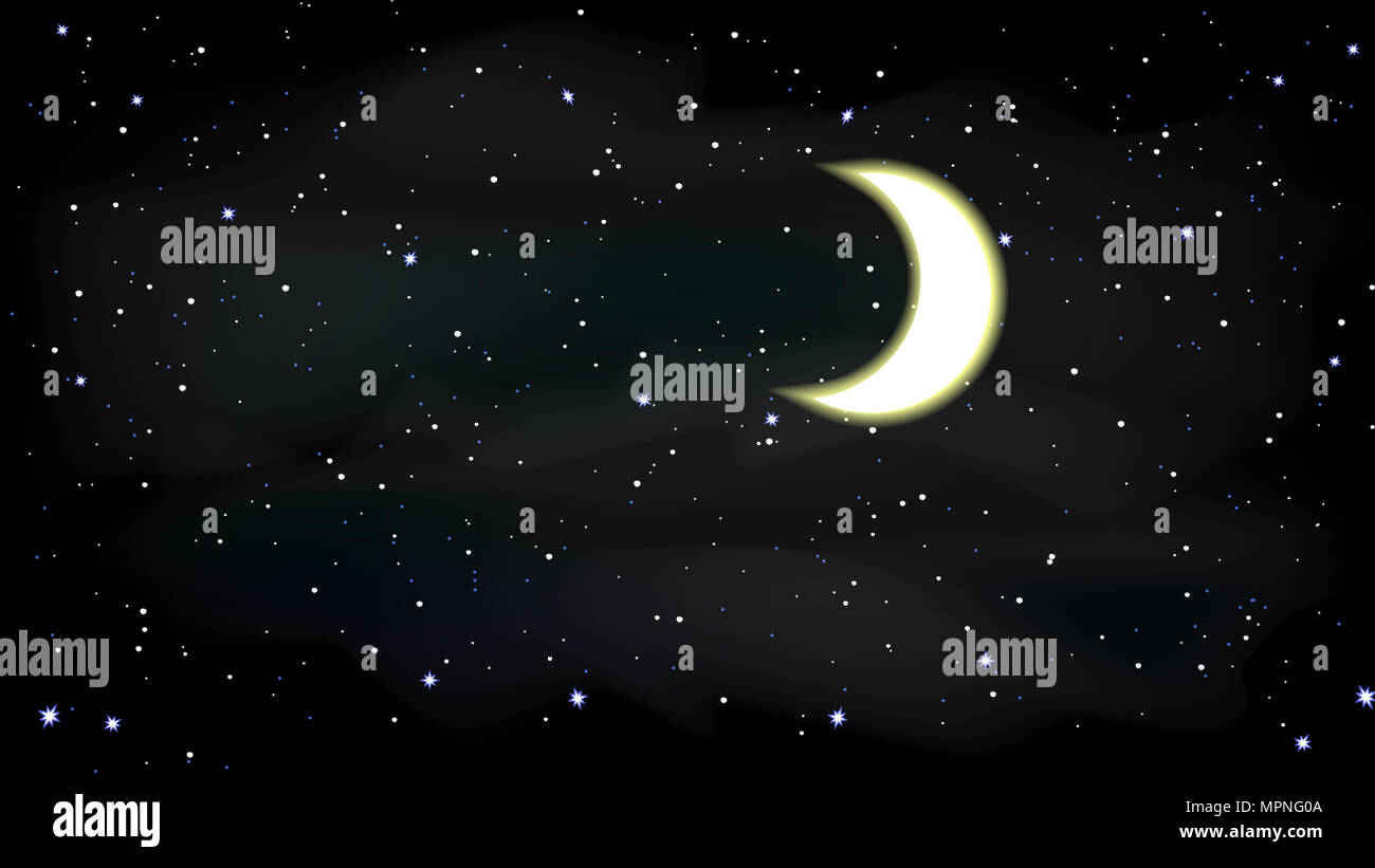 glowing moon in the night starry sky Stock Photo - Alamy