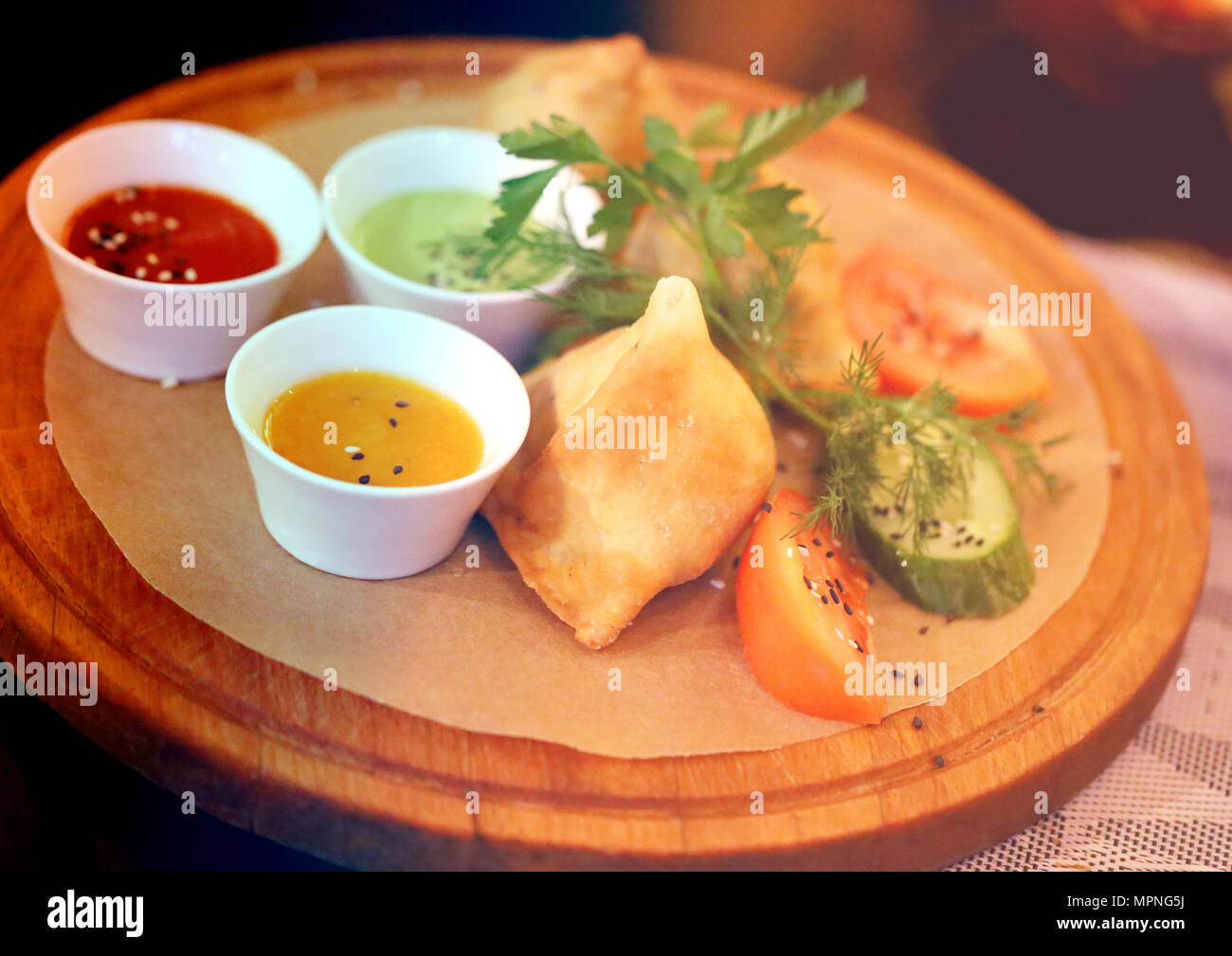 Macro photo of a delicious Indian set menu in the restaurant Stock ...