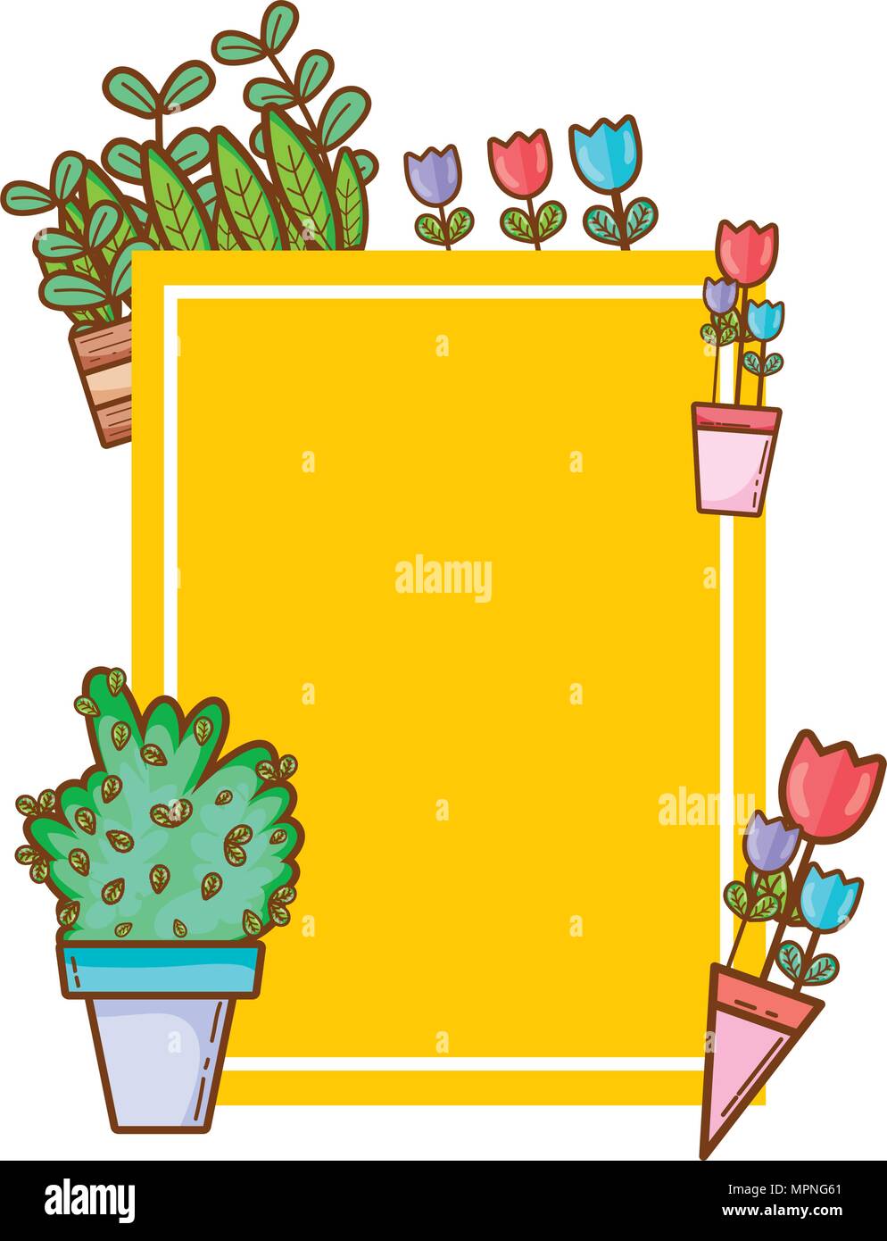 emblem with nature flower and exotic plants vector illustration Stock ...